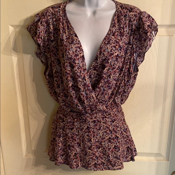 Jessica Simpson | Tops | Jessica Simpson Purple And White Flutter ...
